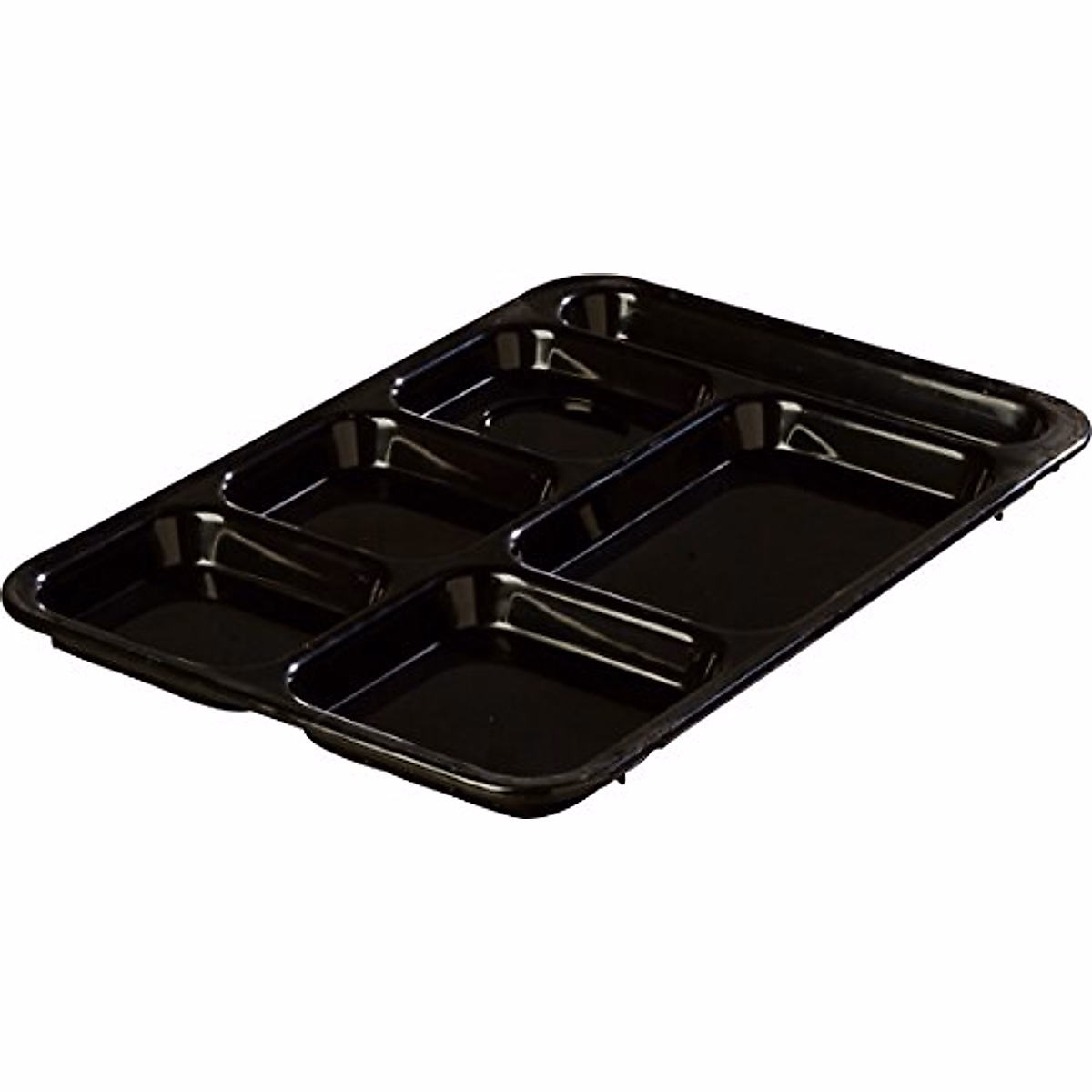 Carlisle FoodService Products Right-Hand 6-Compartment Tray, 10" x 14", Black