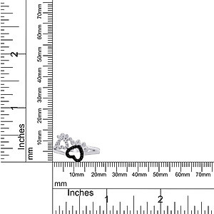 Round Cut White & Black Diamond Paw Print Promise Ring In 14K White Gold Over Sterling Silver (0.10 cttw) Ring Size-7