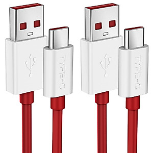 APETOO SUPERVOOC USB A to USB C Cable for OnePlus Open 11 5G 10 Pro,2-Pack 6ft Type C Charger Warp Charge Cable Dash Charge Fast Charging Cord for OnePlus Nord,8 Pro,8,7T Pro,7T,7,6T,6,5T,5,3T,Red