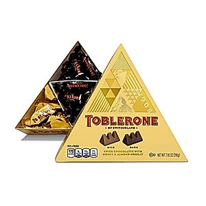 Toblerone Tiny Swiss Chocolate Gift Set, Dark Chocolate, Milk Chocolate Candy Bars with Honey & Almond Nougat, 7.05 oz (25 Pieces)