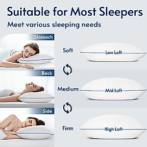 viewstar Shredded Memory Foam Pillows Queen Size Set of 2, Adjustable Firm Pillows for Side Back Stomach Sleepers, Bed Pillows with Washable Removable Cover 19"x 28"