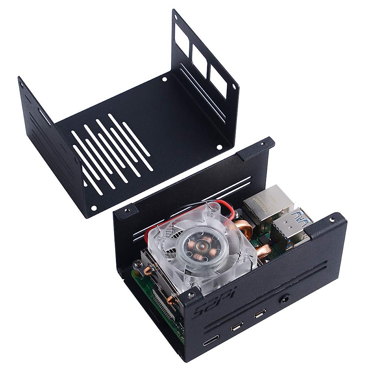 Generic Raspberry Pi 4 Metal Case with Fan,Raspberry Pi 4B Case with Raspberry Pi Low-Profile CPU Cooler,Raspberry Pi Horizontal ICE Tower Cooler (Silver)