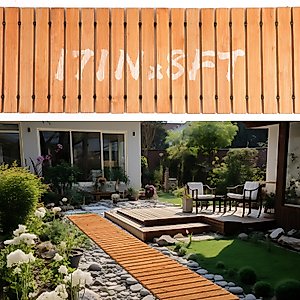 Tatuo 1 Pack 8 FT Wooden Garden Pathway Roll Out Straight Walkway Outdoor Path Wood Flooring Boardwalk Pavers for Garden Backyard Patio Beach Outdoor Wedding Party, 8' L x 17" W