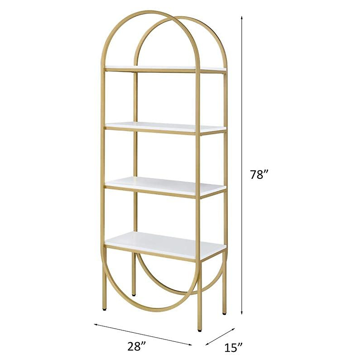 Acme Furniture Lightmane Bookshelf, White High Gloss & Gold