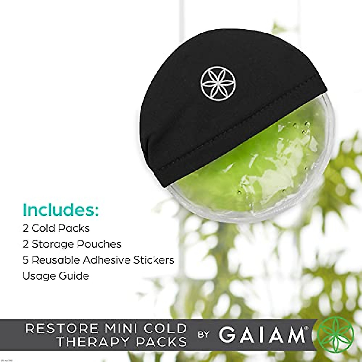 Gaiam Mini Cold Therapy Ice Packs for Injuries, Post-Workout Recovery, and Pain Relief - Includes 2 Cold Packs, 1 Pouch, 5 Adhesive Stickers, and 1 Freezer Bag - Convenient and Reusable