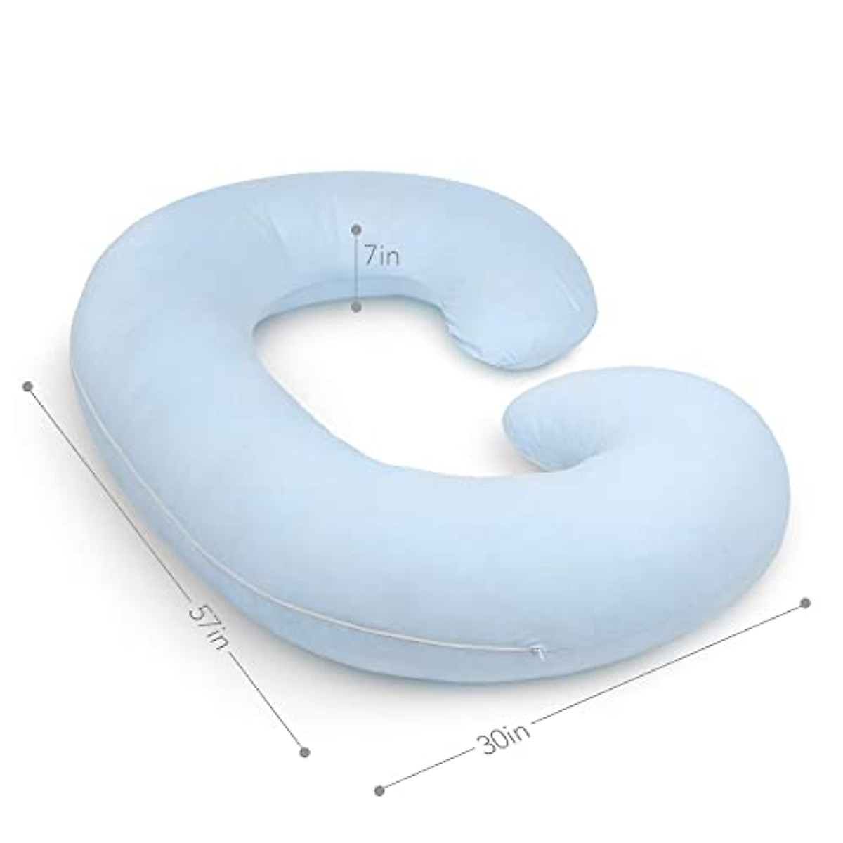 Pharmedoc Pregnancy Pillows, C-Shape Full Body Pillow – Jersey Cover Light Blue – Pregnancy Pillows for Sleeping – Body Pillows for Adults, Maternity Pillow and Pregnancy Must Haves, New Mom Gifts