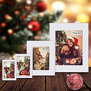 Egofine 5x7 White Picture Mats Pack of 14, Frame Mattes for 4x6 Pictures, Acid Free, 1.2mm Thickness, with Core Bevel Cut