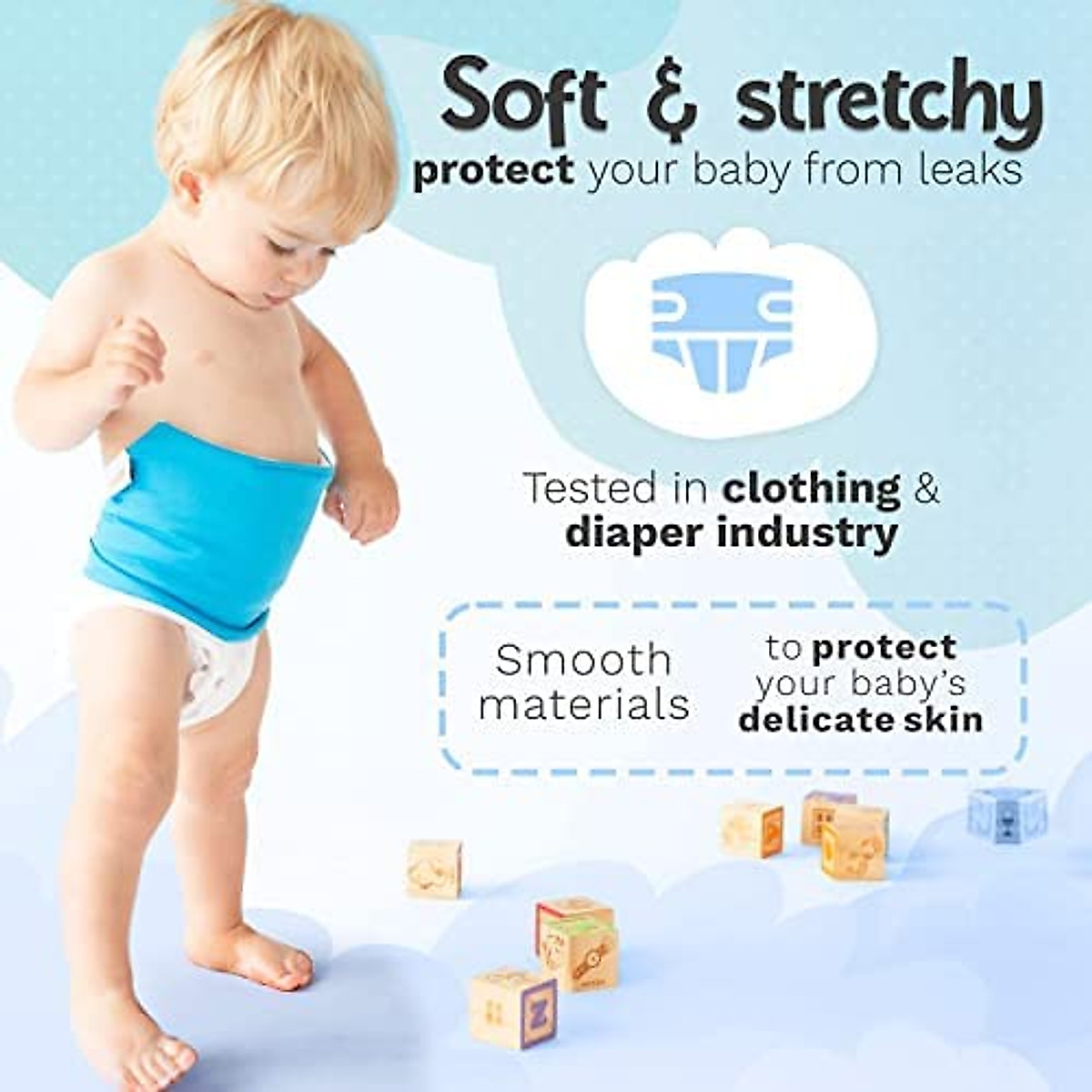 Soaker Stopper Diaper Extender - Washable & Reusable Diaper Extension for Disposable Diapers and Cloth Diapers | Leakproof Diaper Cover Prevent Nighttime Leaks (White, Size 1 (14-20 Inch Waist))