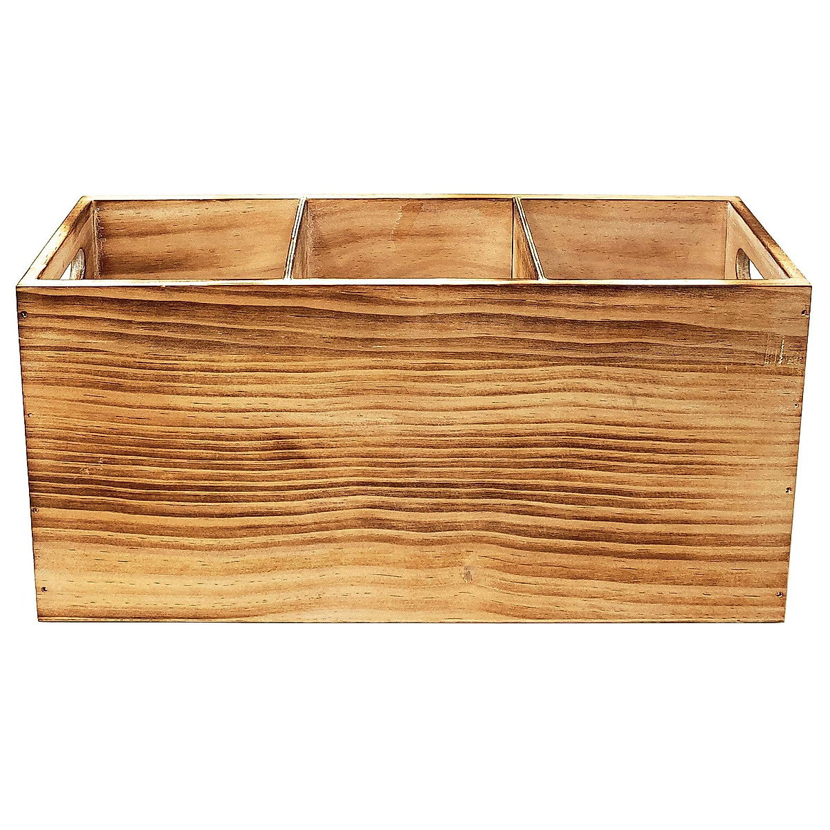 CB Accessories Utensil Holder in Rustic Wood for Farmhouse Kitchen Decor, Countertop Organizer and Cooking Tools Storage (Triple)