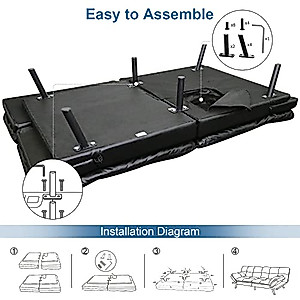 Maxspeed Sofa Bed, Modern Convertible Futon Sleeper Couch Daybed with Adjustable Armrests for Studio, Apartment,Office,Small Space, Compact Living Room,Black