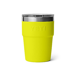 YETI Rambler 16 oz Stackable Tumbler, Vacuum Insulated, Stainless Steel with MagSlider Lid, Firefly Yellow