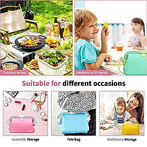 Reusable Silicone Storage Container Bag, Food Grade Silicone BPA Free Microwavable Refrigerated Non Odors, Lunch Box, Carry-on Bag,Makeup Bag (2037C Pink Red)
