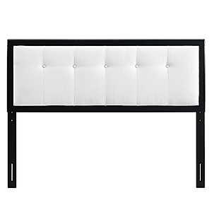 Modway Draper Tufted Full Fabric and Wood Headboard in Black White