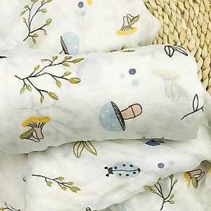 Organic Cotton Soft Muslin Swaddle Blankets Premium Receiving Blanket|Toddler| Bath Towels | Wraps Neutral Receiving Blanket for Boys and Girls (Mushroom)