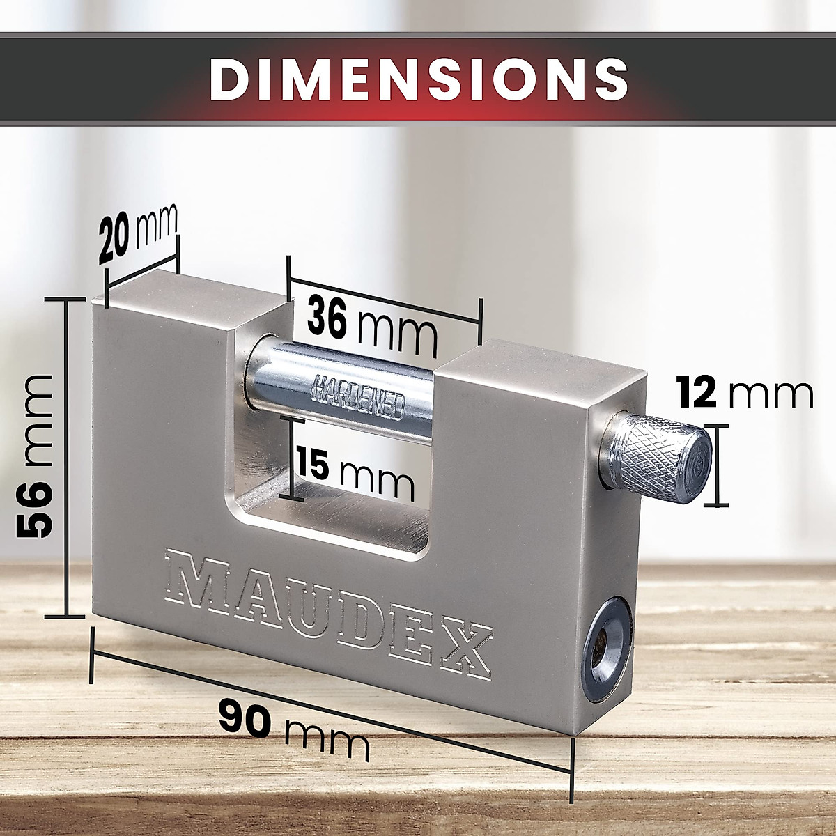Maudex® MDP/90 Heavy Duty Lock with 10 Keys for Outdoor Use [Nickel Plated Finish] - [Anti Pick, Anti Drill Cylinder] - Ideal Storage Unit and Shipping Container Lock