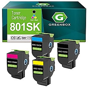 GREENBOX Remanufactured Toner Cartridge Replacement for Lexmark 80C1SK0 80C1SC0 80C1SM0 80C1SY0, High Yield for Lexmark CX310 CX310n CX310dn CX410 CX410de CX410dte CX510 CX510de CX510dthe CX510dhe