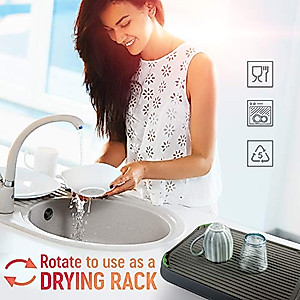 Mueller Reversible Serving Tray, European Made Platter, 2in1, Rectangular Non-Slip Tray, Shatter-Proof, Non-Toxic, for Coffee Table, Kitchen, Outdoors, Dishwasher Safe, Gray