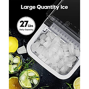 Silonn Countertop Ice Maker Machine with Handle, Portable, Makes up to 27 lbs. of Ice Per Day, 9 Cubes in 7 Mins, Self-Cleaning with Ice Scoop and Basket