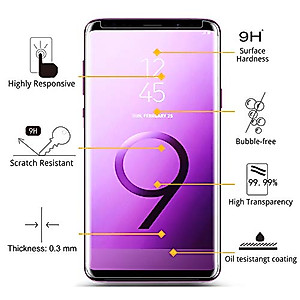 [2-Pack] Galaxy S9 Plus Screen Protector Glass [Easy Installation Tray], iAnder 3D Curved [Tempered Glass] Screen Protector for Galaxy S9 Plus S9+ [Case Friendly]