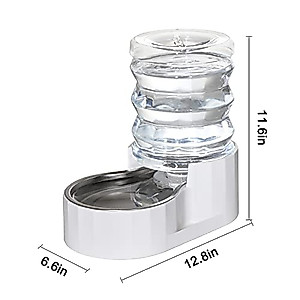 RIZZARI Automatic Pet Waterer, 100% BPA-Free, 4.6L Gravity Stainless Steel Water Dispenser, Large Capacity Water Feeder for Cats and Small and Medium-Sized Dogs (White,Small)