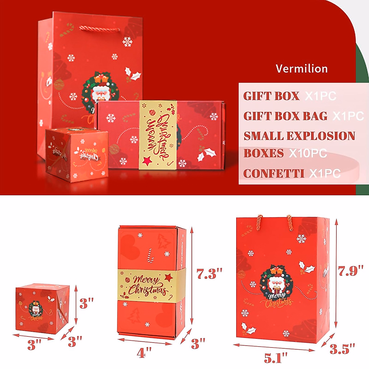 Surprise Box Gift Box for Money, Surprise Gift Box Explosion,2024 Newly Merry Christmas Surprise Gift Boxes,Folding Pop-Up Explosion Gift Box for Birthday Anniversary Valentine Proposal (Red Christmas)