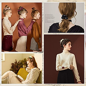 Cehomi 65 Pcs Velvet Hair Scrunchies Hair Bands for Women or Girls,Elastic Soft Ponytail Holder Hair Ties for Birthday, Party, Thanksgiving, Christmas