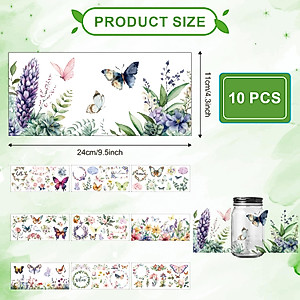 10 Sheets DTF Cup Wrap Transfer Stickers, Colorful Rub On Transfer Stickers Butterfly DTF Transfer Sticker Floral Cup Wrap Transfer Stickers for 16oz Glass Cup Handmade Crafts