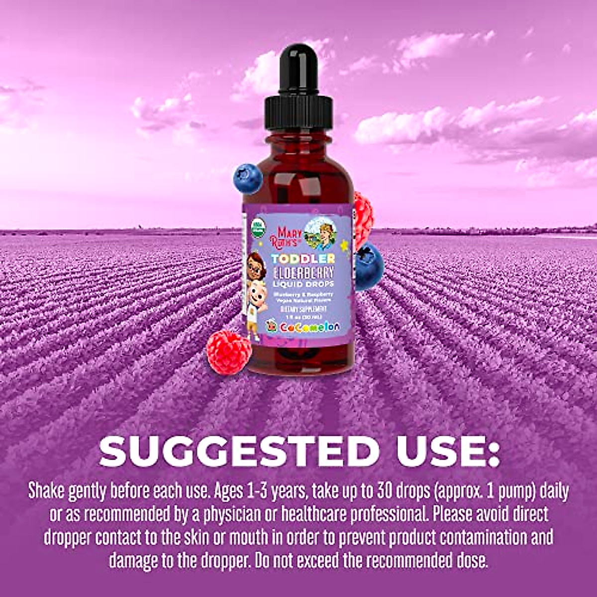 USDA Organic Cocomelon Elderberry Syrup for Toddlers & Cocomelon Vitamin D3 K2 Liquid Drops for Toddler Bundle by MaryRuth's | Immune Support | Calcium Absorption | Strong Bones | Vegan | Gluten Free