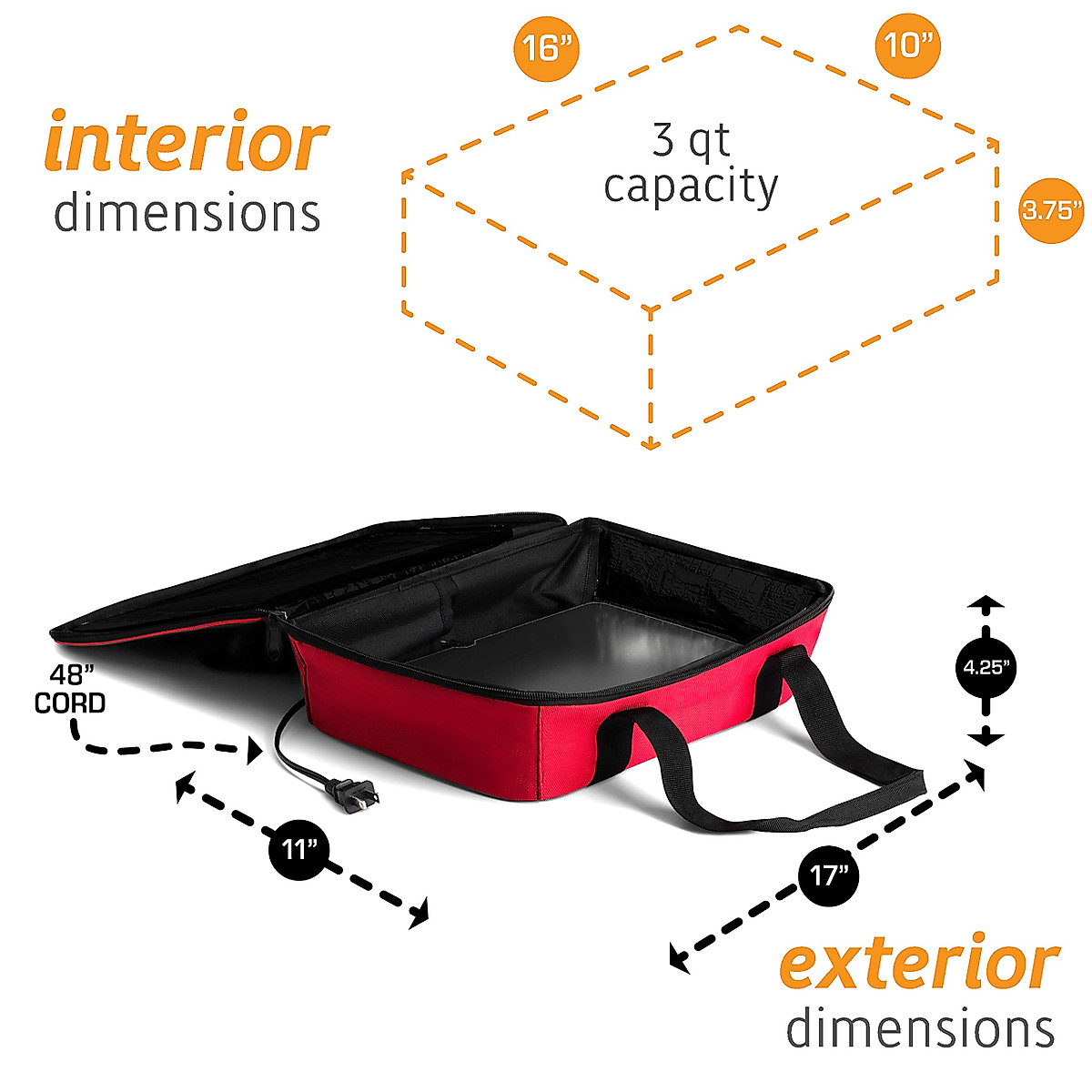 HOTLOGIC Food Warming Tote, Casserole Carrier 120V, Red