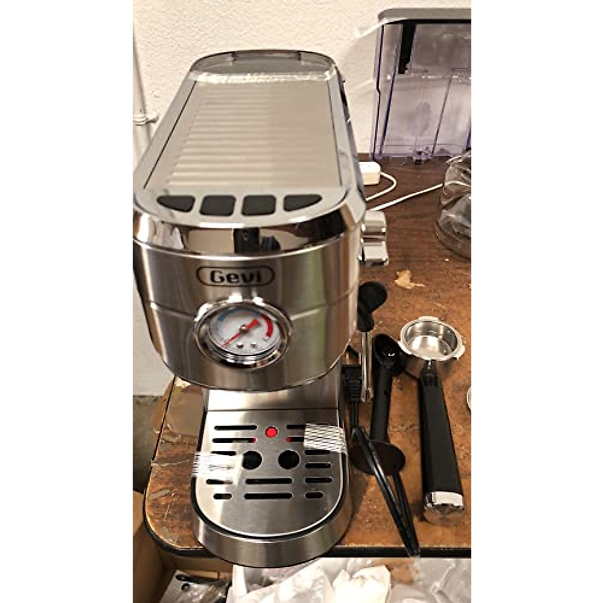 Gevi 20 Bar Compact Professional Espresso Coffee Machine with Milk Frother/Steam Wand for Espresso, Latte and Cappuccino, Stainless Steel, 35 Oz Removable Water Tank (Machine)