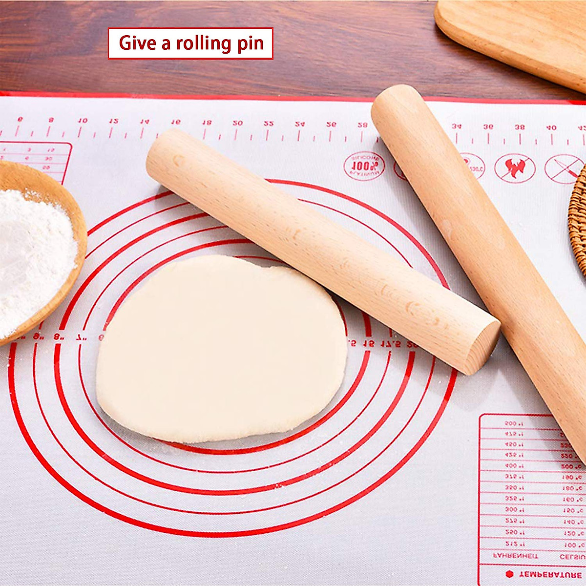 AITAOGO Silicone Pastry Mat, Non Stick Silicone Mat, Upgrade with Measurement Nonslip Baking Mat, Used for Rolling Dough, Pie Crust and Pizza, Durable Easy Clean Pastry Mat (red)