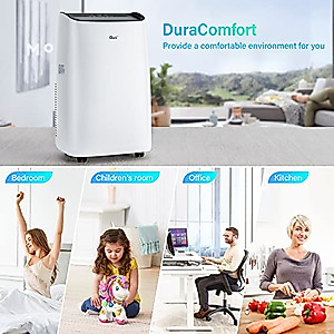DuraComfort Smart Portable Air Conditioners, 12000 BTU(Ashrae) /8150 BTU (SACC) Quiet AC Unit, Built-in Dehumidifier and Fan Modes, Mobile App, Cools up to 450 Sq. Ft, White