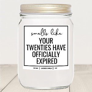 YouNique Designs 30th Birthday Candle Gifts for Women Men, 8 Oz, 30th Birthday Gifts for Her Him, Dirty Thirty 30 Year Old Birthday Gifts, Happy Birthday for Turning 30 (Lavender & Vanilla)