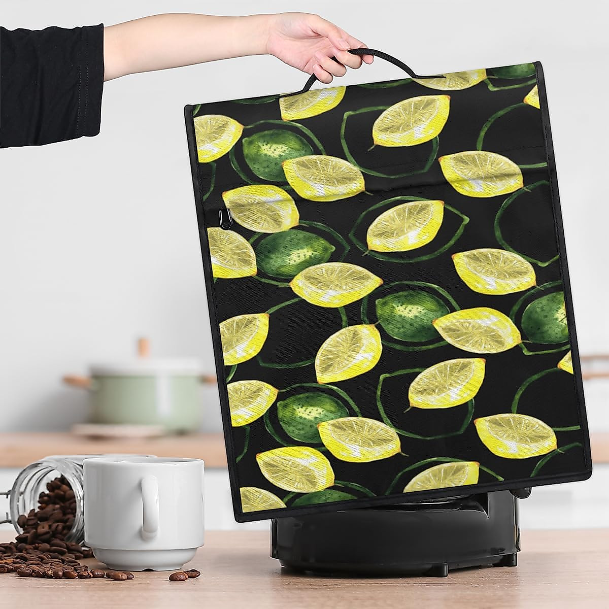 Lemon Slice Appealing Mixer Cover Dustproof Stand Mixer Covers Compatible with 6/7/8 Quart Kitchen Mixer, 4 Pockets for Mixer Accessories