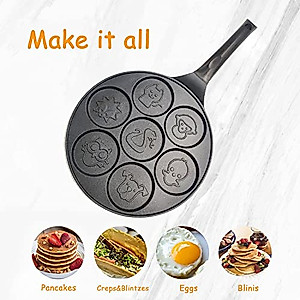 NBFTLTOP Animal Pancake Pan Non-stick Pancake, Sarten Para Pancakes Griddle Mini Pancake Maker Flapjack Faces Grill Pan with Silicone spatula & Brush