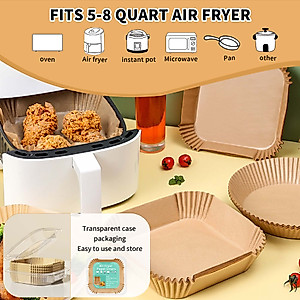 UOUYOO 8inch Air Fryer Disposable Paper Liners,100pcs Oil Proof Parchment Sheets square,Oil Resistant, Waterproof, Air fryer Paper Basket Bowl Liner for 5-8 QT Air Fryer Baking Roasting Microwave