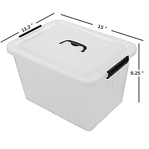 Readsky 4-Pack Clear Plastic Storage Latch Bin with Lids and Handle, 17 Liters