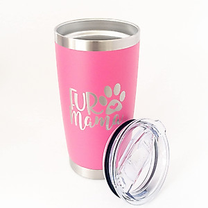 Cat Mugs for Women, Cat Coffee Mugs, Cat Mom Mug, Dog Tumbler, 20 oz Fur Mama Coffee Mug