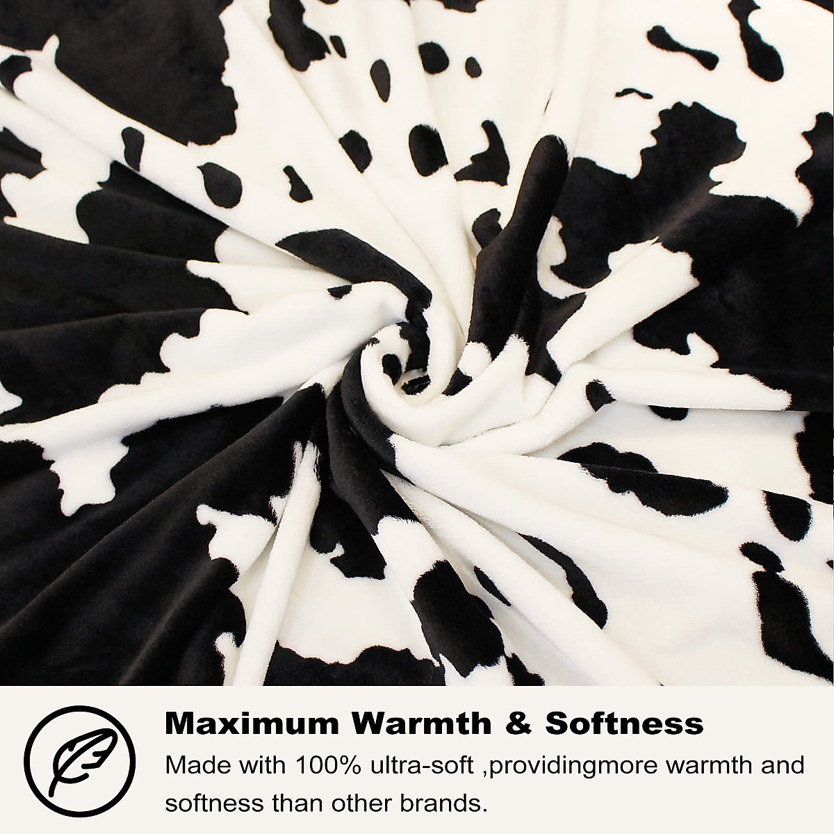 Cow Print Blanket Soft Fleece Flannel Lightweight Cozy Baby Blankets Warm Black and White Cow Throw Blanket Baby Seat Couch Bed Cow Bedding Baby Boys Girls Toddler Infant Newborn 40x50 inch