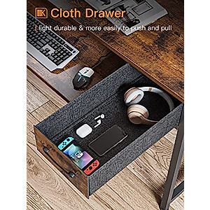 ODK Computer Desk with Keyboard Tray and Drawers, 48 inch Office Desk with Storage, Writing Desk with Monitor Shelf, Work Desk Workstation for Home Office/Bedroom, Rustic Brown