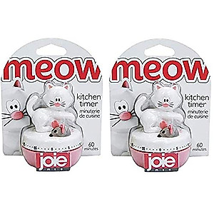 Joie Meow Cat 60-Minute Kitchen Timer Home Decor Products (pack of 2 Meow Timer)