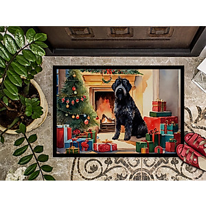 Caroline's Treasures DAC2619MAT Bouvier des Flandres Cozy Christmas Doormat Front Door Mat Indoor Outdoor Rugs for Entryway, Non Slip Washable Low Pile, 18H X 27W