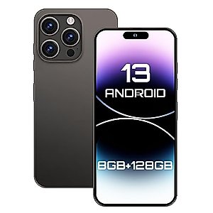 fuxinya Unlocked Cell Phones 2023 Android 13 Smartphone with Dynamic Island 8GB+128GB 8-Core Mobile Phones 6.54" HD Screen 50MP+13MP Camera 5000 mAh Long Battery Cellphone with 4G Dual SIM - Black