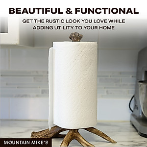 Mountain Mikes - Antler Paper Towel Holder- Decor Inspired by The Great Outdoors - Durable Replicated Deer Antlers - Easy Installation - Fits Traditional Paper Towel Rolls