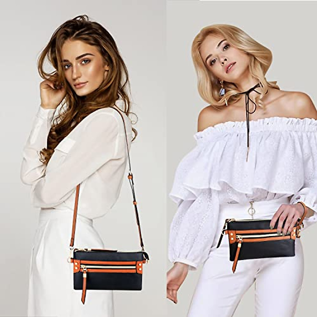 ACNFS Crossbody Bag Shoulder bags for Women, Small Handbag Leather Wristlet Clutch Cellphone Wallet with 2 Detachable Straps