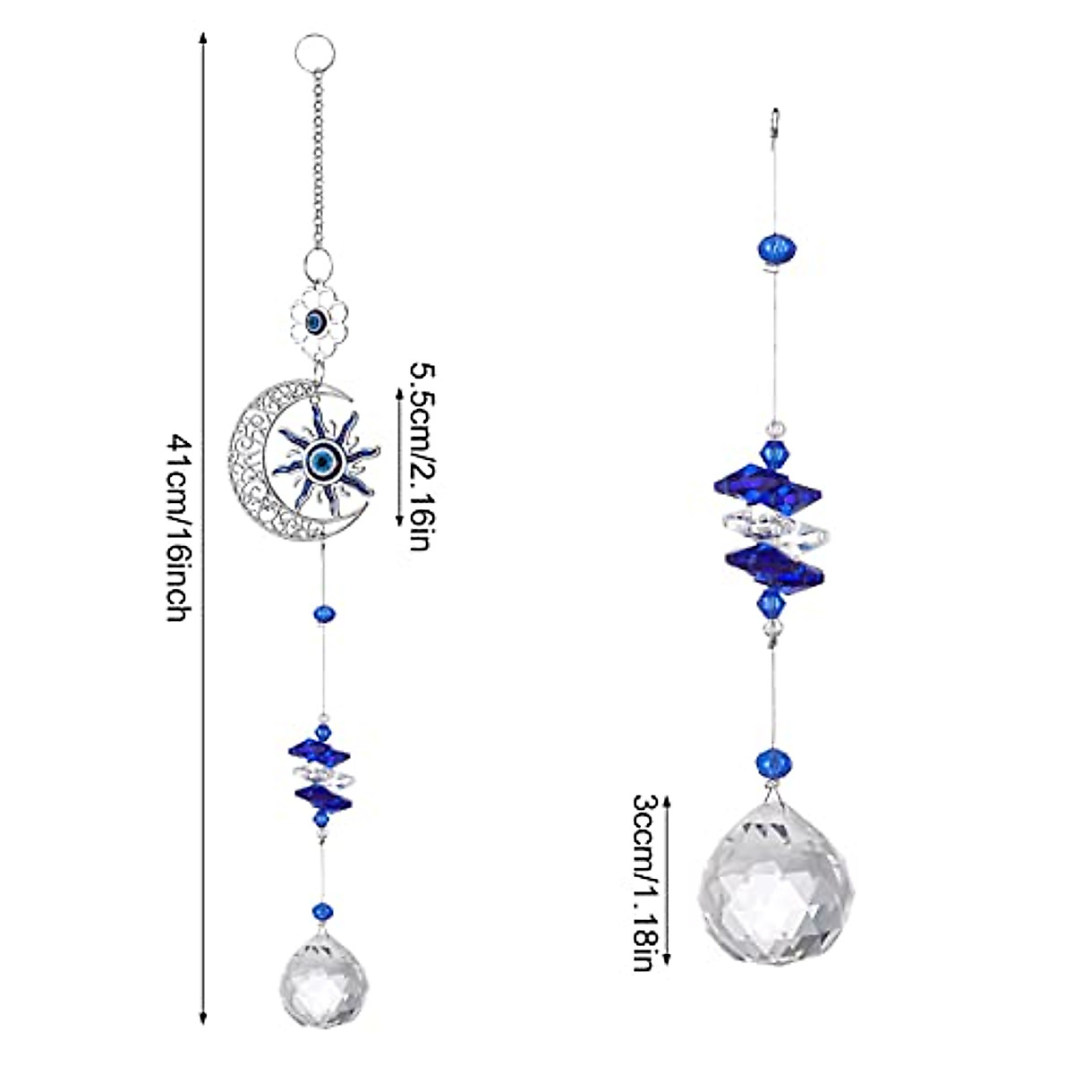 XINRUI Crystal Sun Catcher, Hanging Ornament Crystals Balls Prism Rainbow Maker for Home, Office, Garden Decoration, Window Decorations Decor(Moon)