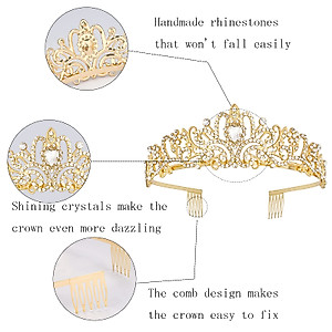 Vovii Graduation Decorations Class of 2024, Glittered Metal Graduation Princess Black Graduate Sash and Gold Grad Tiara Crown Class of 2024 for Graduation Party Decorations Grad Decor Favors