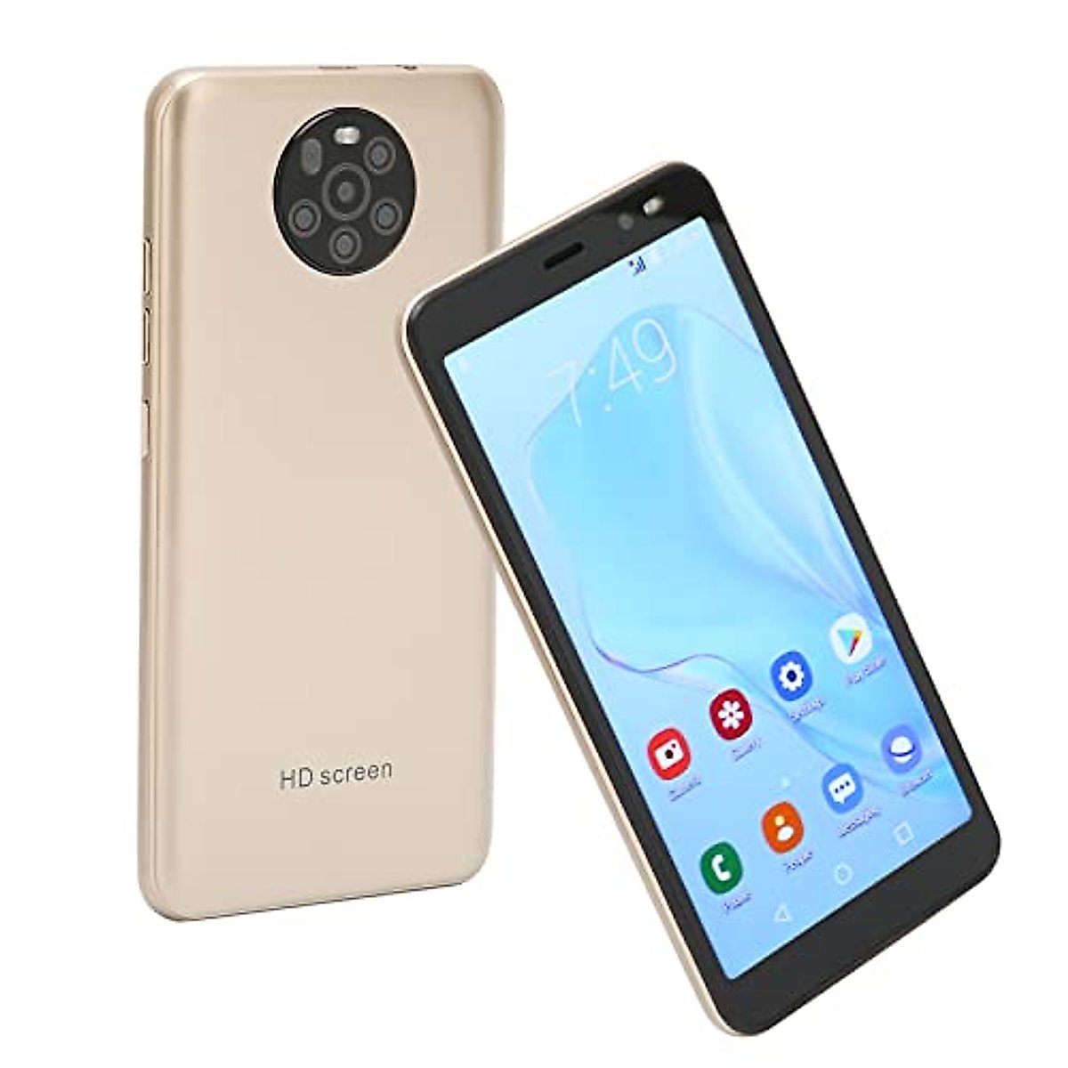 GOWENIC Mate48 Pro Smartphone, Factory Unlocked Smartphone, 5.45 Inch HD Screen Smartphone, Dual Sim Cell Phone Face Recognition Mobile Phone for Android, Fast Processor(Gold)