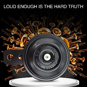 ZBGUN 1 PC Car Snail Horn Whistle, 3.7In x 2.5In 12V Metal Round Loud Speaker Scooter Snail Horn Accessories, Universal Waterproof Durable Vehicle Disc Horn for Motorcycle Moped Dirt Bike (Black)