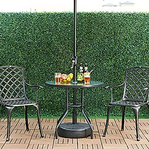 Yaheetech 12PCS 20" X 20" Artificial Boxwood Hedges Panels with Flowers,Topiary Hedge Plant Privacy Hedge Screen UV Protected Grass Backdrop Wall for Indoor Outdoor Garden Fence Backyard Decor